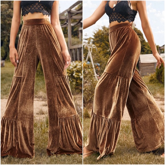BellanBlue | Pants & Jumpsuits | Luxurious Velvet Bell Bottom Ruffle ...